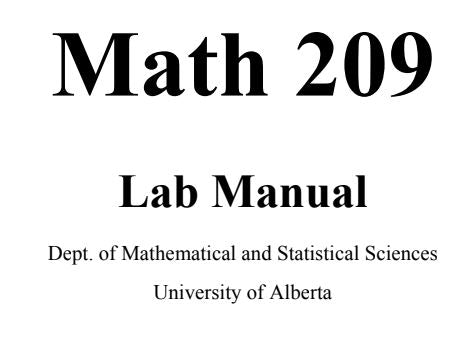 Math 209 Lab Manual – University of Alberta